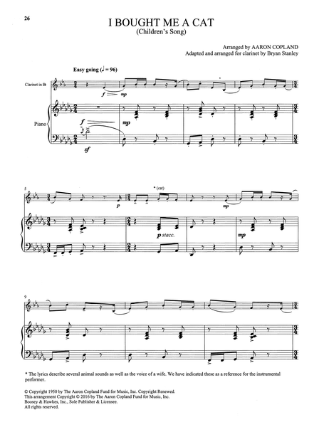 Copland: Old American Songs, arranged for clarinet & piano | CAMco ...