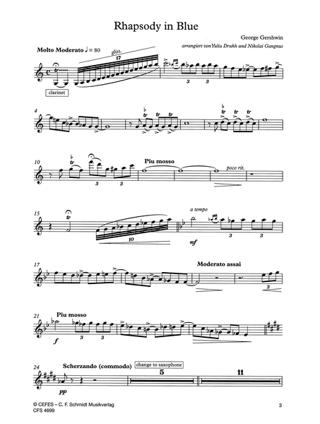 Gershwin, George: Rhapsody in Blue, for clarinet/sax & piano | CEFES ...