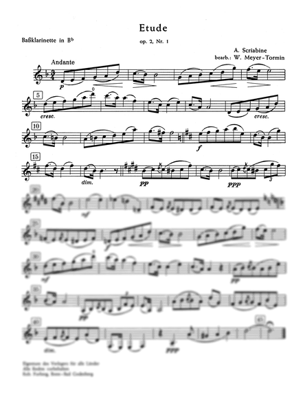 Scriabin: Étude Op. 2 No. 1 arranged for bass clarinet & piano | CAMco ...