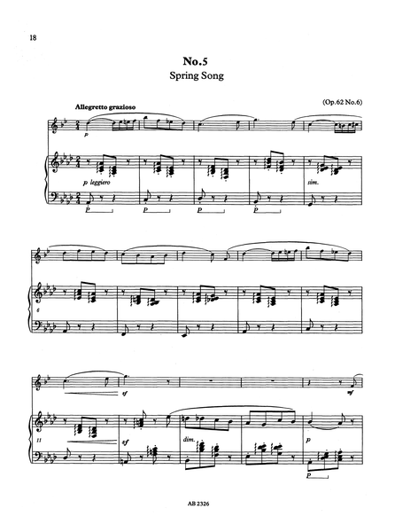 Mendelssohn for the Clarinet & Piano, Songs Without Words arrangements ...
