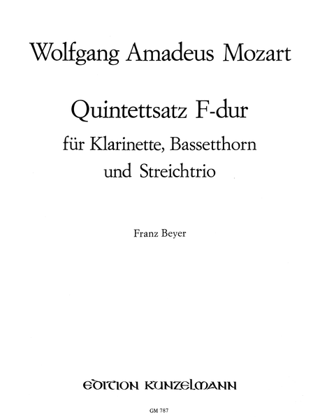 Mozart: Quintet, K. Anh. 90, for Clarinet, Basset Horn & String Trio – CAMco Music, LLC