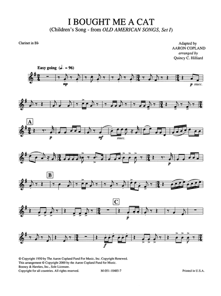 Copland, Aaron: I Bought Me A Cat, wind quintet arrangement | CAMco ...