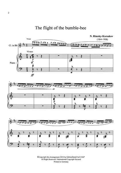 Rimsky-Korsakov: Flight of the Bumblebee, for clarinet & piano | Darok ...