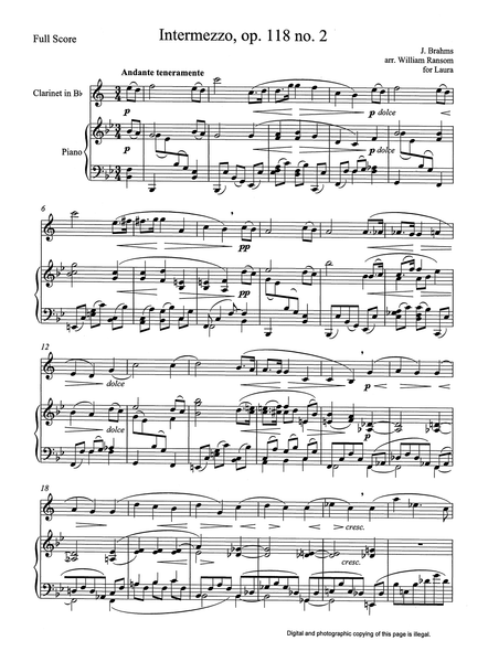 Brahms: Intermezzo, Op. 118 No. 2 for Clarinet & Piano | Lauren Keiser ...