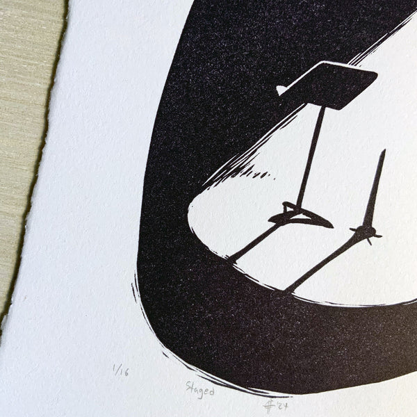 Staged: Handmade Clarinet Linocut Art Print | CAMco – CAMco Music, LLC