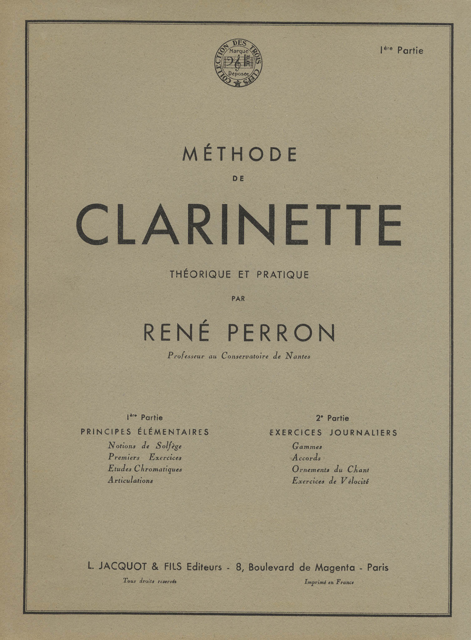 Perron, René: Clarinet Method, Book 1 | CAMco – CAMco Music, LLC