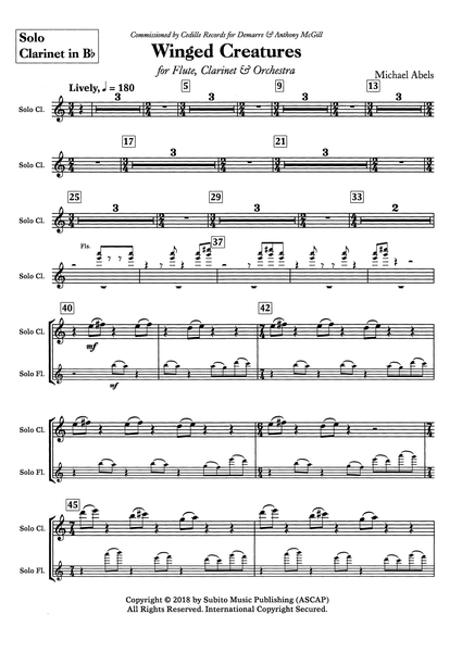 Ables: Winged Creatures, for Flute, Clarinet & Orchestra | CAMco ...