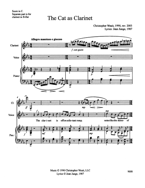 Weait, Christopher: The Cat as Clarinet, with Voice & Piano | CAMco ...