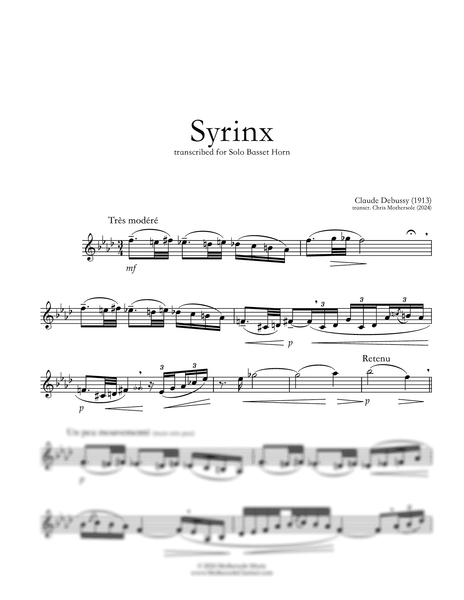 Debussy: Syrinx, arranged by Mothersole for Basset Horn | CAMco – CAMco ...