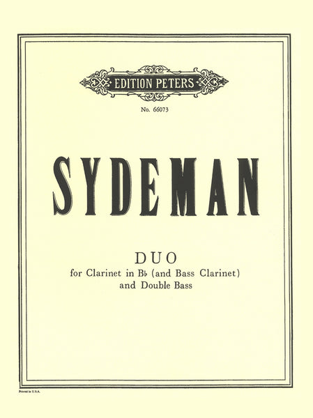 Sydeman: Duo for Clarinet (and Bass Cl.) and Double Bass | CAMco ...