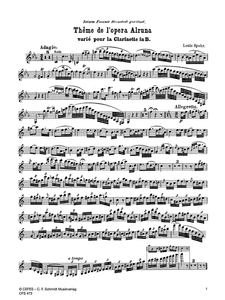 Spohr: Variations on Alruna Theme, WoO 15 for clarinet & piano | CEFES ...