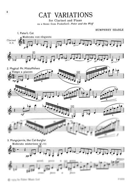 Searle, Humphrey: Cat Variations, for A Clarinet & Piano | CAMco ...