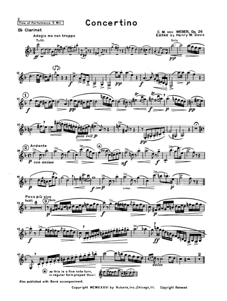Weber: Concertino in E-flat Major, Op. 26 shortened version | Rubank ...