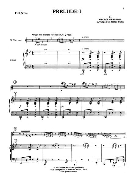Gershwin: 3 Preludes, arranged by Cohn for clarinet & piano | Alfred ...