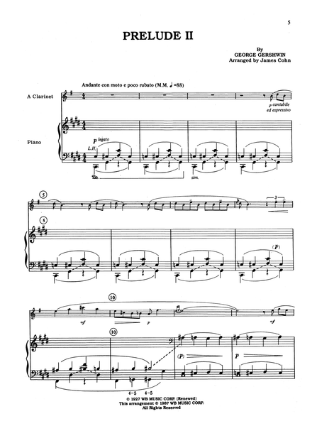 Gershwin: 3 Preludes, arranged by Cohn for clarinet & piano | Alfred ...