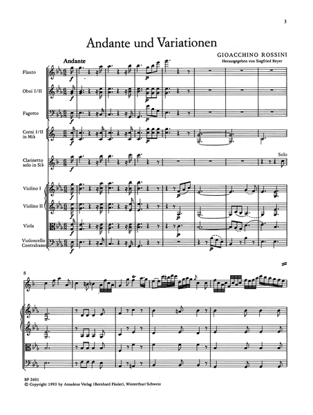 Rossini: Intro. Theme & Variations for Clarinet & Orchestra (score ...