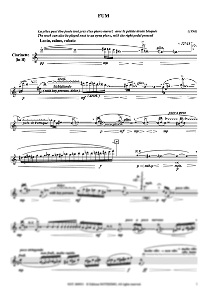 Rotaru, Doina: Fum, for unaccompanied Clarinet | CAMco – CAMco Music, LLC